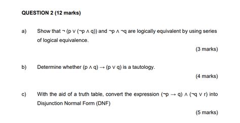 Solved QUESTION 2 12 Marks A Show That P Pq And Chegg Com