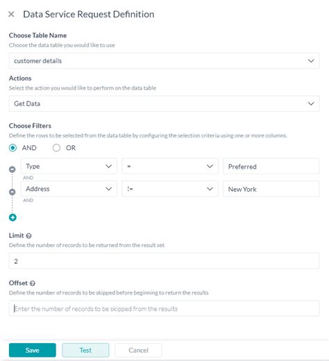 data table kore ai documentation v7 3