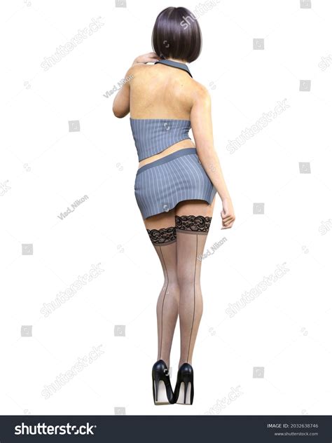 Sexy Secretary Mini Skirt Stockingbeautiful Girl Stock Illustration