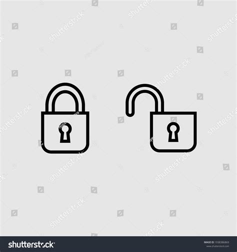 Lock Outline Icon Set Isolated Vector Stock Vector Royalty Free Shutterstock