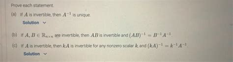 Solved Prove Each Statement A If A Is Invertible Then