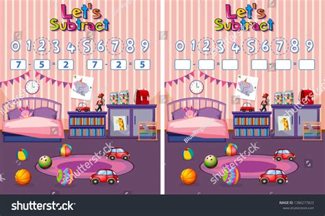 Set Subtraction Worksheet Illustration Stock Vector Royalty Free 1386277823 Shutterstock
