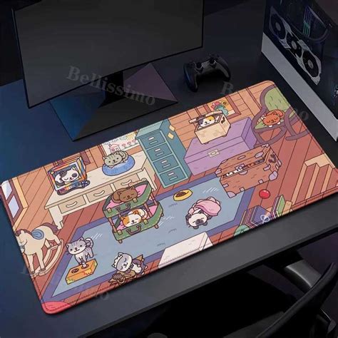 แมวน่ารักเมืองหน้าต่าง Simple Creative Offices Mouse Pad Kawaii ใหญ่โต๊ะพรมอุปกรณ์คอมพิวเตอร์