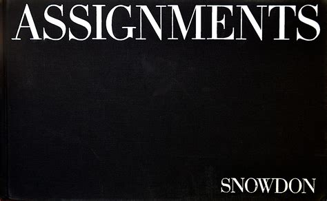 Assignments By Lord Snowdon Very Good Cloth 1972 First Edition