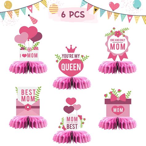 Innoru Happy Birthday Mom Table Honeycomb Centerpieces Happy Mothers