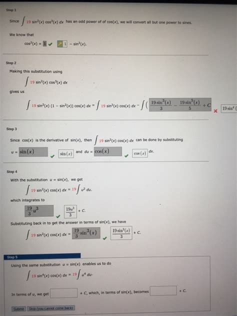 Solved Step 1 Since 19 Sin2x Cosx Dx Has An Odd Power