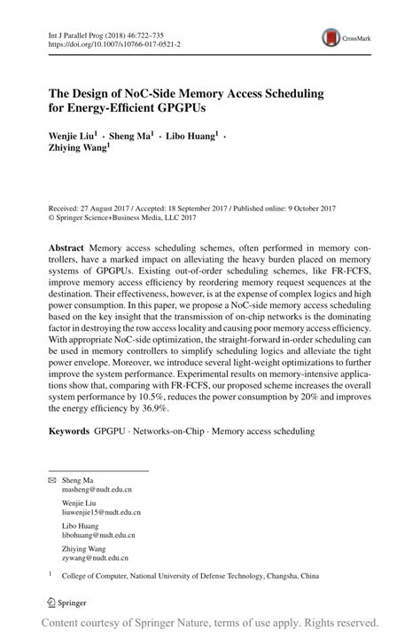 The Design Of NoC Side Memory Access Scheduling For Energy Efficient