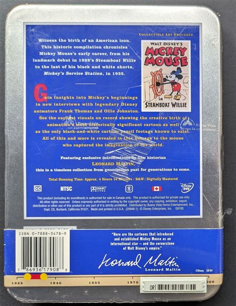Walt Disney Treasures Mickey Mouse 2 Disk Dvd Set Limited Edition Cart
