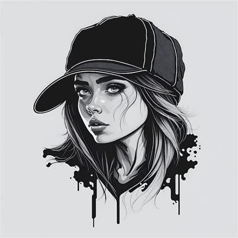 Junges Mädchen Mit Mütze Vektorgrafik Premium Vektor