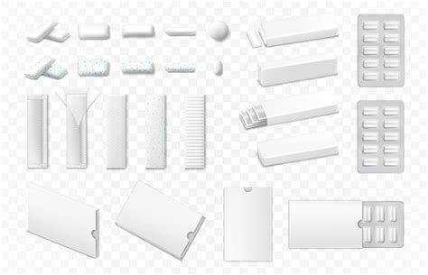 투명한 배경에 흰색으로 다양한 모양의 사실적인 츄잉껌 세트 고립 된 3d 벡터 일러스트 레이 션 풍선껌에 대한 스톡 벡터 아트 및 기타 이미지 Istock