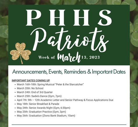 Phhs Newsletter March 13th March 17th Providence Hall High School