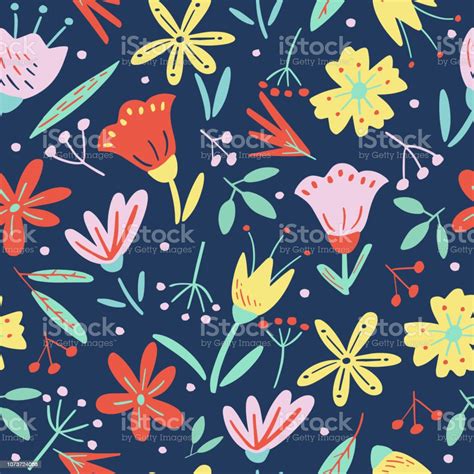 창의적인 꽃과 스 칸디 나 비아 스타일에서 장식 요소와 꽃 완벽 한 패턴입니다 인쇄 선물 포스터 파티 여름 배경 패브릭 빈티지 섬유에 대 한 아름 다운 템플릿 꽃 식물에