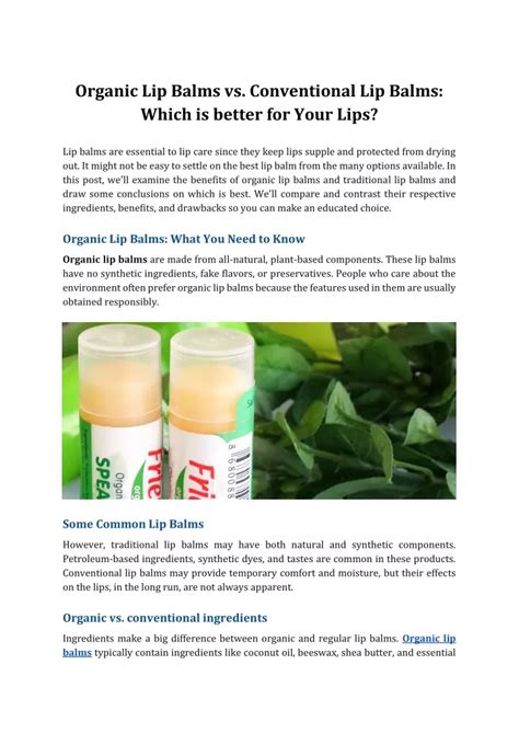 Ppt Organic Lip Balms Vs Conventional Lip Balms Which Is Better For