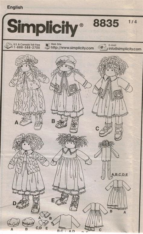 Simplicity Pattern 8835 Rag Dolls Designer Elaine Heigl 26″ Dolls And