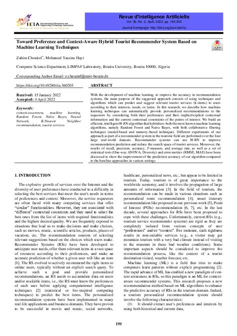 Pdf Toward Preference And Context Aware Hybrid Tourist Recommender System Based On Machine