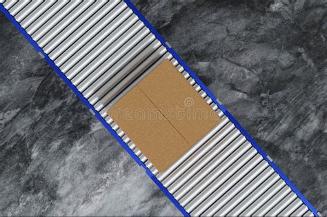 Cardboard Box Parcel On Conveyor Belt Production Ling Automated