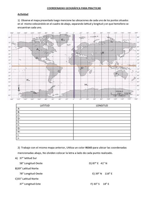 1° Coordenadas Geográfica Para Practicar Pdf