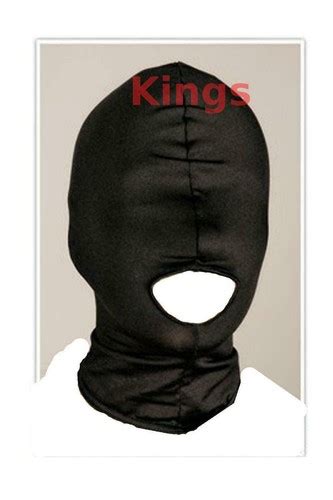Spandex Bondage Hood Full Mask Open Mouth 1 Hole Stretchy Black Gimp