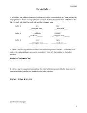Buffers I Milk Prelab Docx CHM 102 Pre Lab Buffers I 1 PH Buffers Are Solutions That
