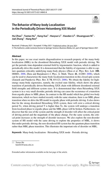 The Behavior Of Many Body Localization In The Periodically Driven