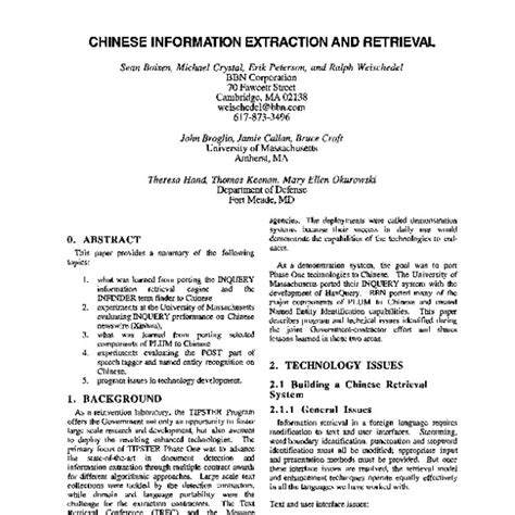 Chinese Information Extraction And Retrieval Acl Anthology