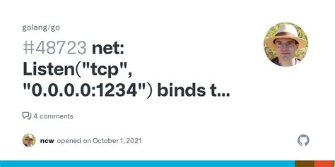 Net Listentcp 00001234 Binds To Ipv6 Addresses · Issue 48723 · Golanggo · Github
