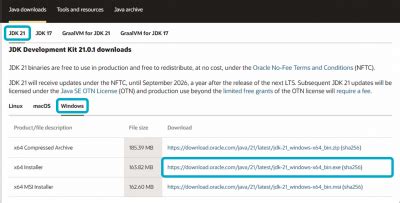 Java 자바 개발 도구 설치 Oracle JDK 21