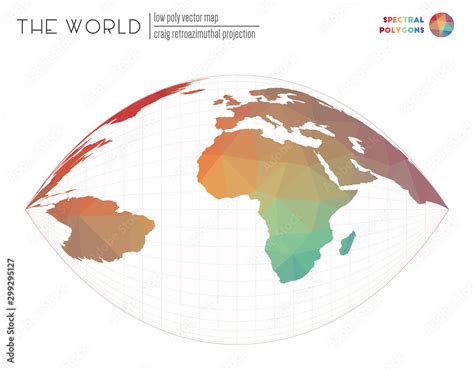 World Map In Polygonal Style Craig Retroazimuthal Projection Of The World Spectral Colored