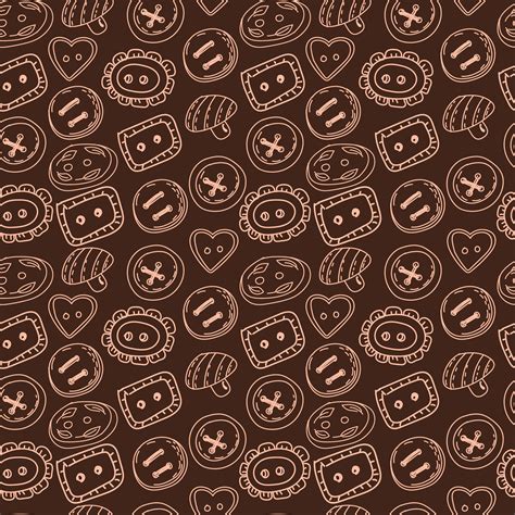 Monochrome Seamless Button Pattern Various Types Of Fittings Buttons Of Different Shapes And