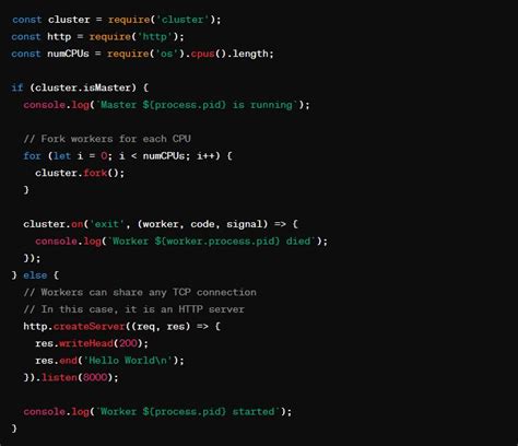 Creating A Cluster In Nodejs You Can Utilize The Built In Cluster Module To Create A Cluster