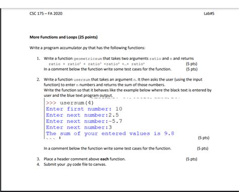 Solved CSC FA Lab More Functions And Loops Chegg