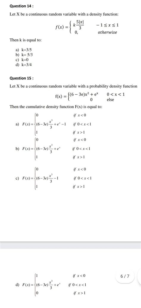 Solved Question 14 Let X Be A Continuous Random Variable
