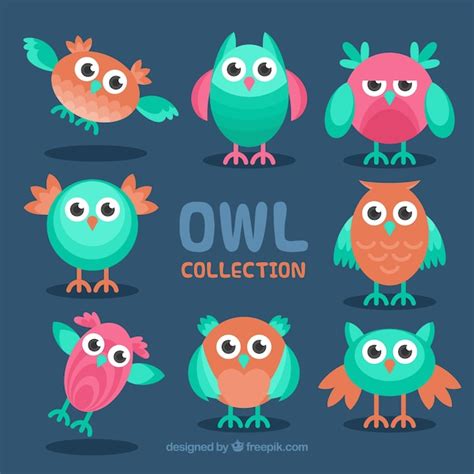 Free Vector Flat Owl Collection