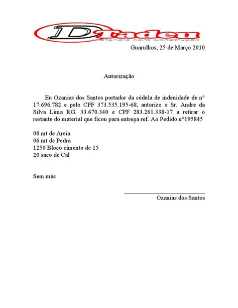 Autorização Retirada De Material