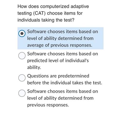 Solved How Does Computerized Adaptive Testing Cat Choose