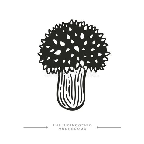 Black And White Drawing Of A Magical Surreal Hallucinogenic Mushroom