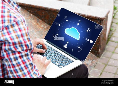 Man Working With Cloud Computing Diagram Modern Technology Concept Stock Photo Alamy