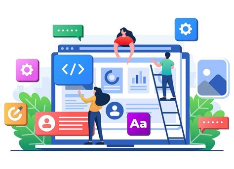 developers build website user interface front view on laptop screen