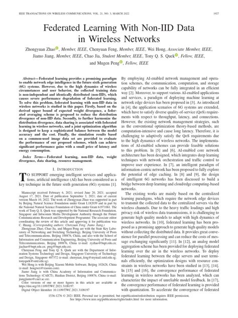 Federatedlearningwithnon Iiddatainwirelessnetworks Pdf