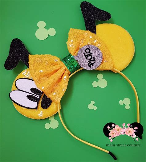 Mouse Minnie Ears Pluto Inspired Minnie Ears Pluto Ears Yellow Mickey Minnie Ears Sequin