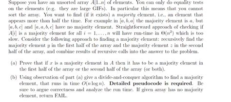 Solved Suppose You Have An Unsorted Array A 1n Of
