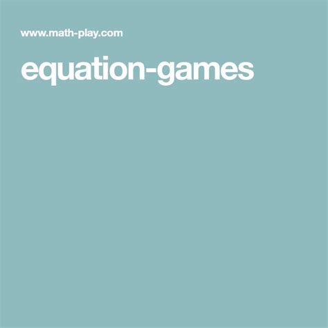 Equation Games Math Help Math Games Games