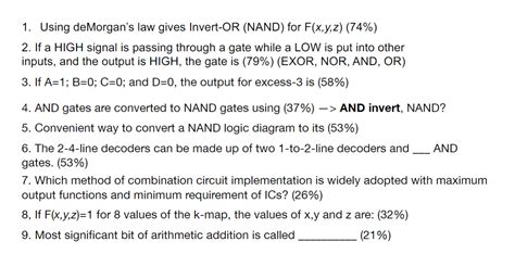Solved Using Demorgans Law Gives Invert Or Nand ﻿for