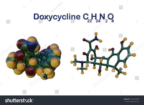 Structural Chemical Formula Molecular Model Doxycycline Stock