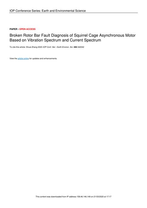 Pdf Broken Rotor Bar Fault Diagnosis Of Squirrel Cage Asynchronous