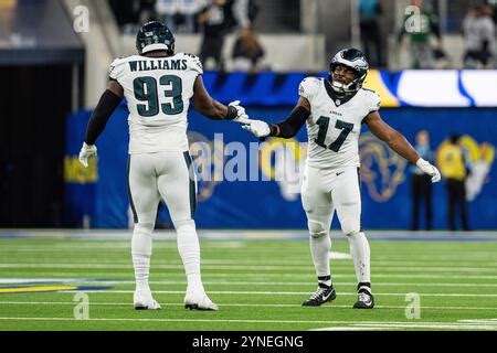 Philadelphia Eagles Linebacker Nakobe Dean 17 Celebrates During An