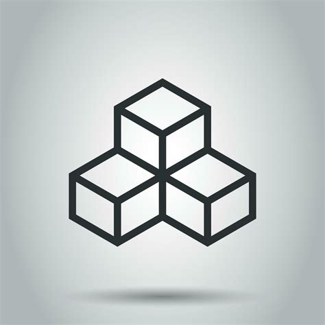 Blockchain Technology Vector Icon In Flat Style Cryptography Cube Block Illustration