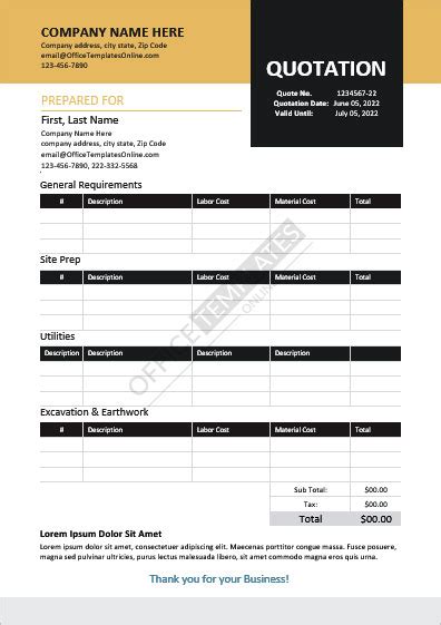 Free Quotation Templates For Businesses Individuals