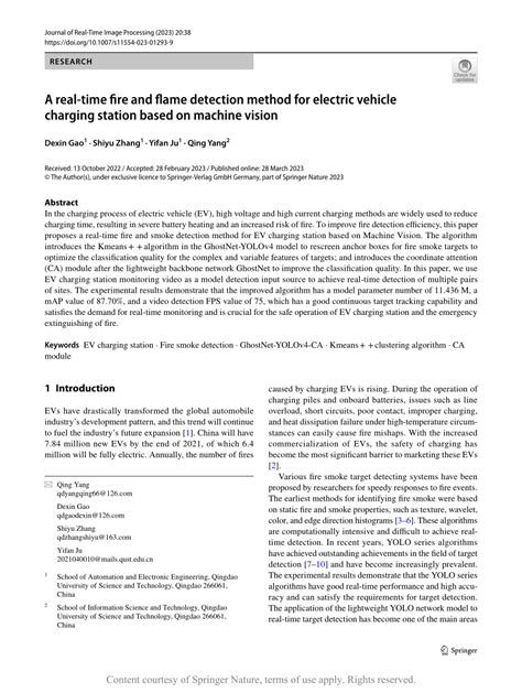 A Real Time Fire And Flame Detection Method For Electric Vehicle Charging Station Based On