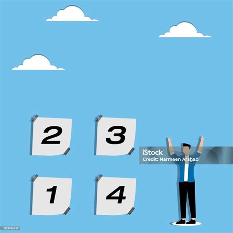 할 일 목록 추적 및 관리 우선 순위에 따라 작업 완료 예정된 작업 진행 개념 우선 순위가 지정된 스티커 메모가 선택된 후 축하하는 사업가 공연에 대한 스톡 벡터 아트 및